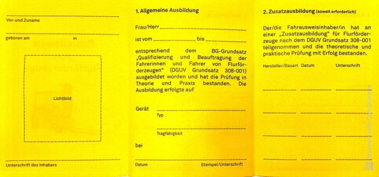 Wie sieht ein Staplerschein aus?